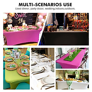SEPARO 2 Pack 6 Ft Pink Table Cover Fitted Rectangular Tablecloth Stretchable Fabric Lycra Table Cloth 6 ft Wrinkle-Free for Party Tradeshows Banquet Weddings Cocktail