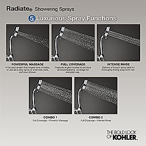 Kohler Handshower, Radiate, 1.75 GPM, Multifunction Handshower, 5-spray handshower, Polished Chrome, Includes Handshower Hose, K-R75562-G-CP