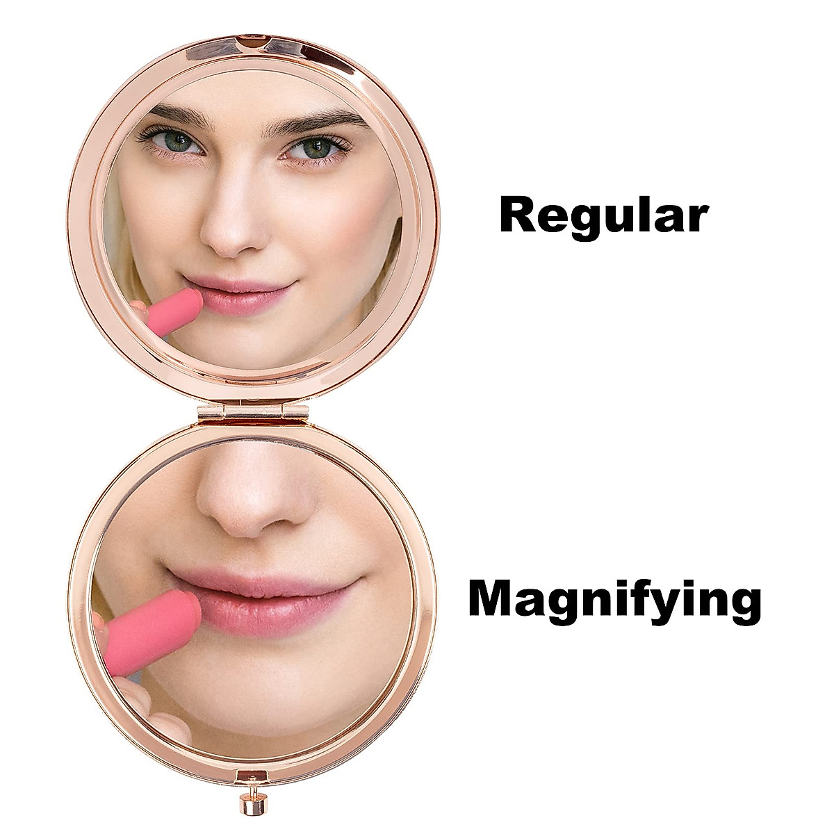 Birthday Gifts for Women－Compact makeup mirror,gifts for women, festival ,Valentine's Day,Christmas,Mother's Day, graduation party,the gift for mom,wife,sister,daughter,friend,classmate (Rose gold)