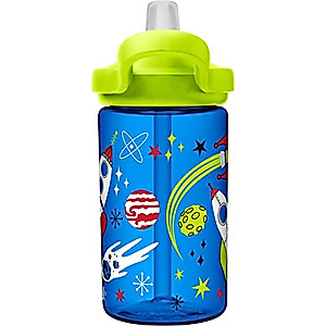 CamelBak Eddy+ 14 oz Kids Water Bottle with Tritan Renew – Straw Top, Leak-Proof When Closed, Retro Rockets