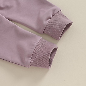 Toddler Baby Girl Clothes Long Sleeve Letter Print Sweatshirt and Stretch Jogger Pants Newborn Fall Winter Outfit (Mama is My Bestie Purple, 18-24 Months)