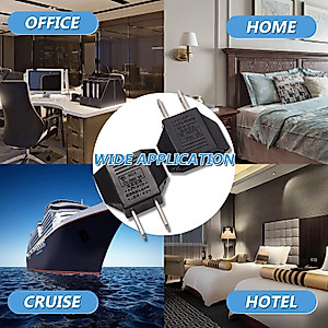 TWTADE 6pcs EU to US Plug Adapter Europe to USA Travel Small Power Plug 6A 125V/250V Adapter Converter (Black) I-021