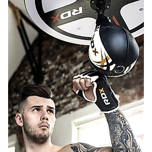 RDX Speed Bag Boxing Ball with Hanging Swivel Set, Genuine Leather Dodge Striking Mount Kit Heavy Duty, MMA Muay Thai Punching Fitness Workout Kicking Martial Arts Training