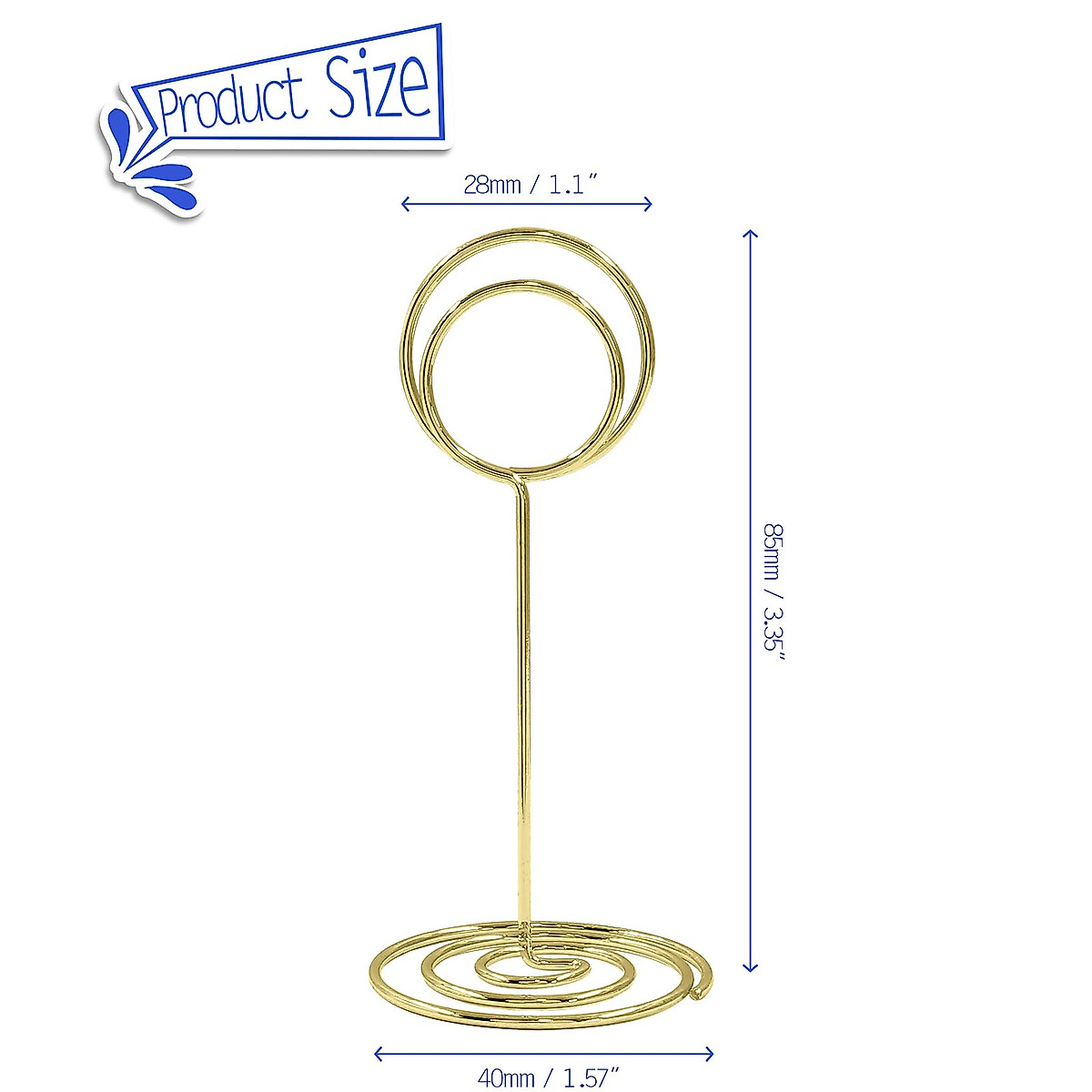 Waziaqoc 10Pcs Table Number Holders, Mini Round Place Card Holder, 3.35 Inch/85mm Short Table Number Stands for Wedding Party Graduation (Gold)