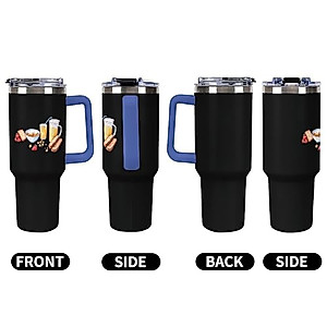 Cereal Milk And Toast Breakfast 40oz Water Bottle Double Wall Insulated Tumbler with Handle Leakproof Travel Mug Deep Blue-style