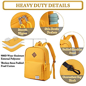 VASCHY School Backpack, Ultra Lightweight Backpack for Women Bookbag for Kids Teen Boys Girls Yellow