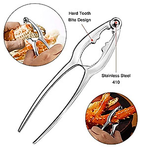 FECILA 5 Pcs Crab Crackers and tools Set - Seafood tools Set Crab leg Crackers Lobster Nut Crackers Opener Home Kitchen Parties Tools, Silver