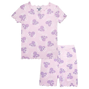 VAENAIT BABY Toddler Kids Girls Sleepwear Pajamas 2pcs Set Shirring Love Full M