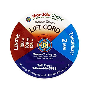 Mandala Crafts Strings Lift Cords - Roman Shades Cord Brown 2mm Nylon Cord - 109 Yds Braided Nylon String