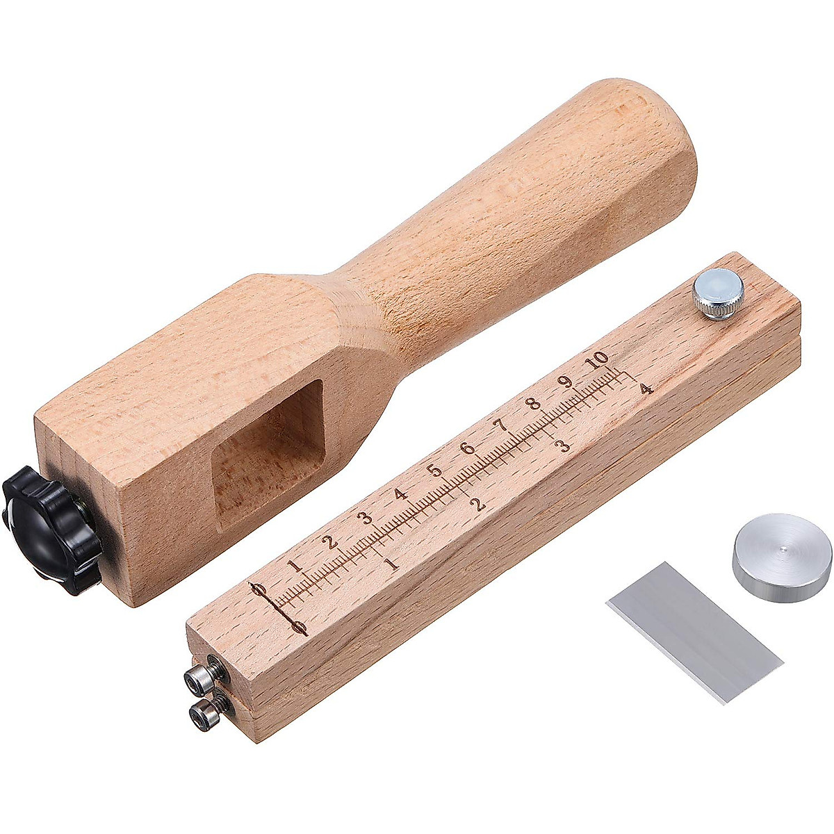 Jovitec Leather Strap Cutter, Strip and Strap Leather Wood DIY Craft Hand Cutting Tool Adjustable with 5 Blades