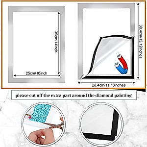 Yulejo 4 Pieces Diamond Picture Frame Magnetic Diamond Art Frames Self Adhesive Frames Magnetic PVC Photo Frame Double Sided Sign Holder Frames for Wall Home Office School (Silver)