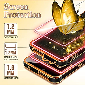 Coralogo for Google Pixel 7 Pro Case Butterfly for Women Girls Girly Pretty Phone Cases Cute Black and Gold Plating Butterflies Design with Screen Aesthetic Cover for Pixel 7 Pro 5G 2022 6.7"
