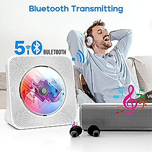 Desktop CD Player with Speakers, ROADOM CD Players for Home, Bluetooth CD Player with Hi-Fi Stereo Sound,Remote Control,Supports CD/Bluetooth/FM Radio/U Disk/AUX/Timer/Repeat