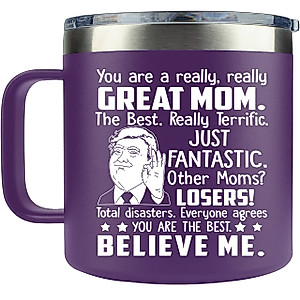 AMAZPRINTS Mothers Day Gifts for Mom from Daughter, Son, Kids - Funny Gifts for Mom from Daughter, Son - Birthday Gifts for Mom - Great Mother Gifts - Presents for Mom - Mom Coffee Mug 14oz, Purple