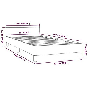 vidaXL Bed, Upholstered Platform Bed Frame with Headboard, Single Bed Base with Wooden Slats Support, Dark Gray 39.4"x74.8" Twin Velvet
