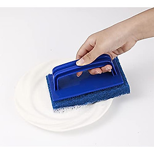 Grill Scrubber Pad,Griddle Cleaning Kit, Blackstone Griddle Seasoning,Grill Brush 5 Piece and 1 Grill Pad Holder, Cleaning Brush for Charcoal, Cast Iron Cookware, Oven,Gas Grills,Stovetop,Grate