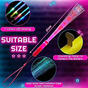 Lewtemi 60 Pack Fiber Optic Wand Glow Wand LED Light Up Wand Bulk with 3 Flashing Models Flashing Sticks with Included Batteries for Birthday Party Favor Wedding Halloween Christmas (Novel Colors)