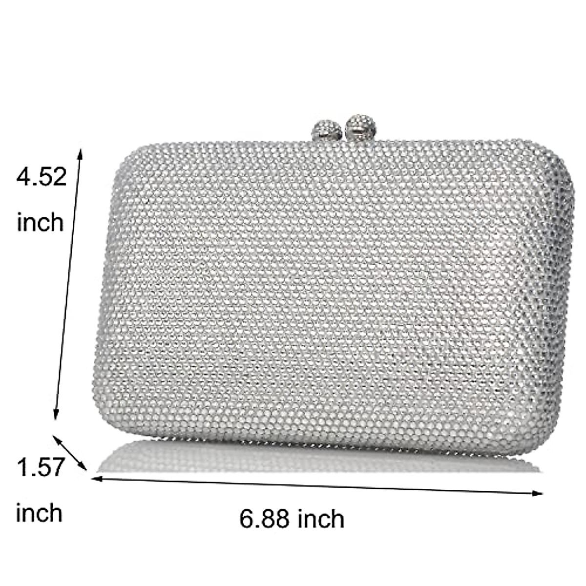 Sparkling Rhinestone Evening Bag Full Crystal Clutch Bag for Women Chic Formal Party Wedding Bridal Promp (Silver)