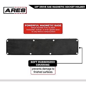 ARES 70234-26-Piece 3/8-Inch SAE Magnetic Socket Organizer - Holds 13 Standard Size and 13 Deep Size Sockets - Keep Your Tool Box Organized