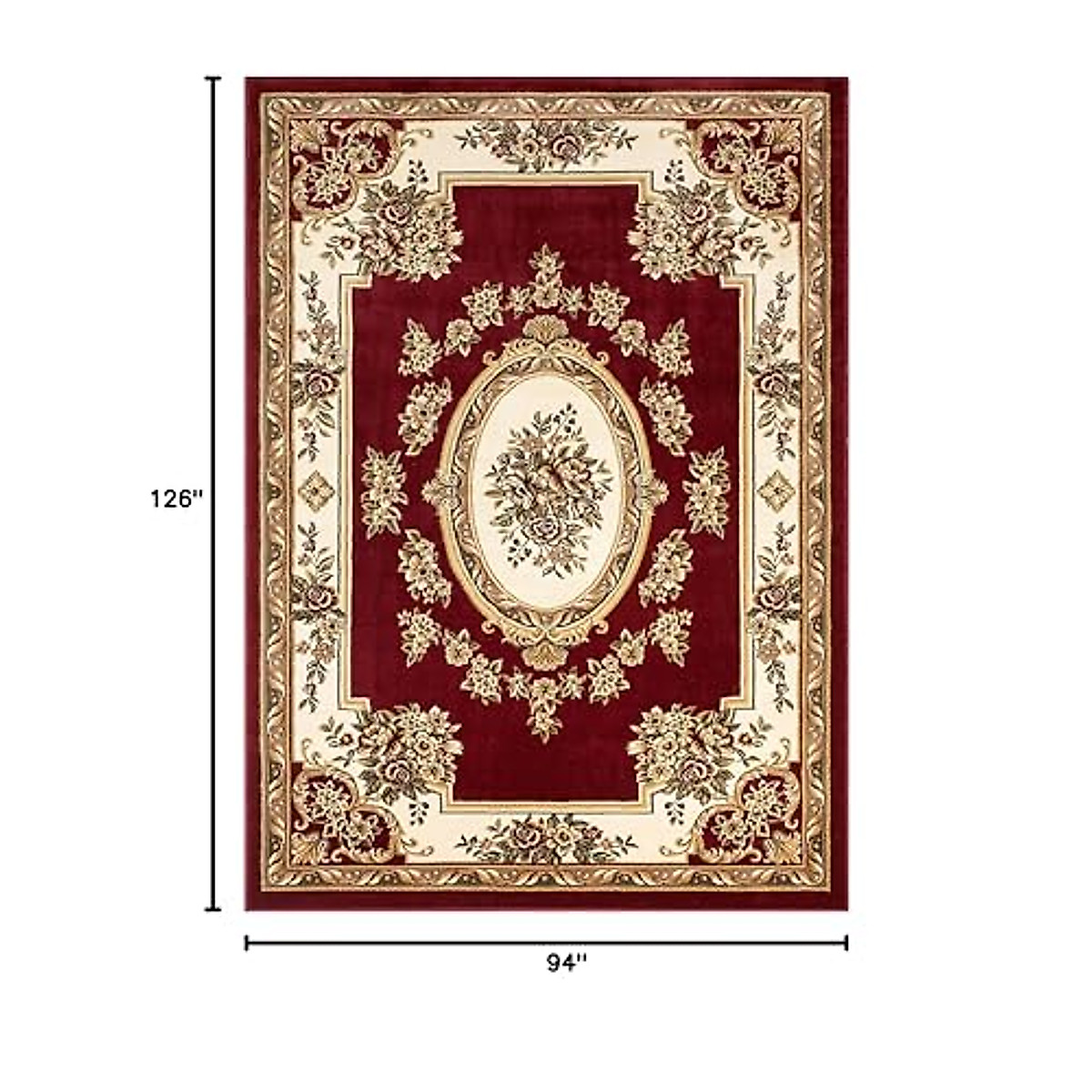 Well Woven Pastoral Medallion Red French European Formal Traditional Area Rug (7'10" x 10'6") Contemporary Floral Thick Soft Plush Living Dining Room Rug