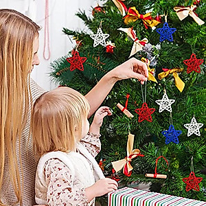 STMK 15 Pcs 4th of July Star Shaped Rattan Balls Decoration, 2.36 Inch Red White and Blue Star Shaped Wicker Balls for 4th of July Home Decor DIY Vase Bowl Filler Ornament Wedding Table Decoration