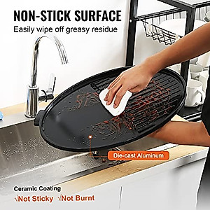 VEVOR Indoor/Outdoor Electric Grill, 1800W 200sq.in Electric BBQ Grill & 2 Zone Grilling Surface, Non-stick Ceramic Coating Plate, Adjustable Temperature, Removable Stand Patio Grill for Party Camping