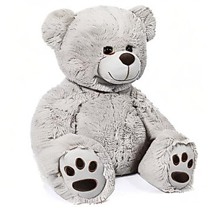 LotFancy Teddy Bear Stuffed Animal, 20 inch Gray Stuffed Bear Plush Toy, with Cute Footprints, Gift for Kids Baby Toddlers on Baby Shower, Birthday, Christmas, Valentine's Day, Easter Decoration