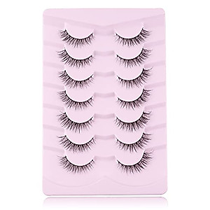 Onlyall Natural Lashes Wispy Lashes Natural Look False Eyelashes Natural Flared Eyelashes False Eye Lashes Soft Fluffy Lashes 7 Pairs D1