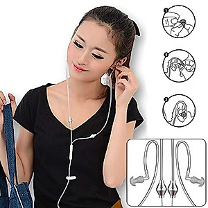 HOVTOIL Air Tube Earphone 3.5mm Universal Anti-Radiation Binaural Air Tube Earphones with Mic Compatible with iPhone High Performance White