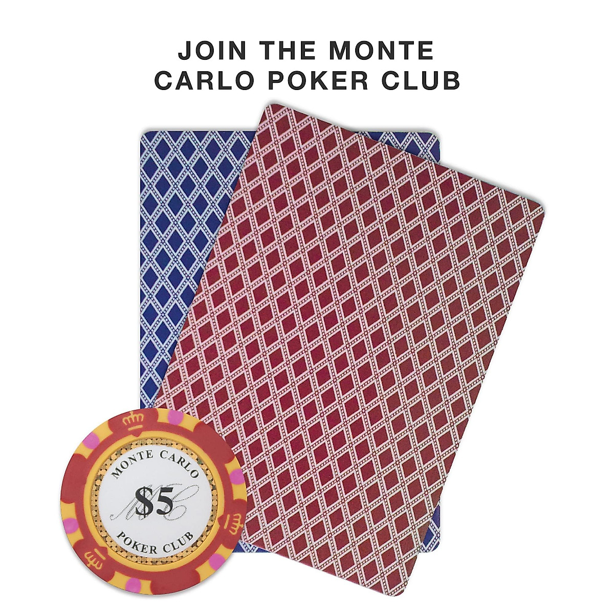 Brybelly Monte Carlo Premium Poker Chips (50-Pack) Heavyweight 14-Gram Clay Composite ($5 Red)