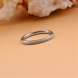 Fashion Month Womens 2mm Stainless Steel Sand Blast Finish Silver Wedding Band Engagement White Gold Domed Ring Size 7