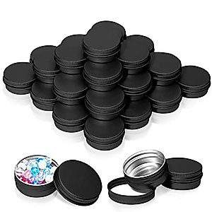2 oz black tins with lids, Round Aluminum Cans, for Candles,Cosmetic, Lip Balm, 20Pcs.
