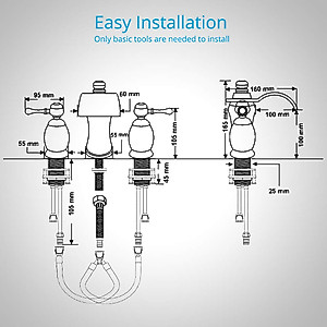 Wovier Brushed Nickel Waterfall Widespread Bathroom Sink Faucet,Two Handle Three Hole Brass Lavatory Vanity Faucet,8-16 Inch Basin Mixer Tap with Pop Up Drain Assembly