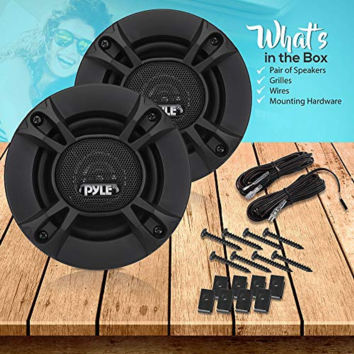 Pyle 3-Way Universal Car Stereo Speakers - 300W 6.5” Triaxial Loud Pro Audio Car Speaker Universal OEM Quick Replacement Component Speaker Vehicle Door/Side Panel Mount Compatible PL613BK (Pair)