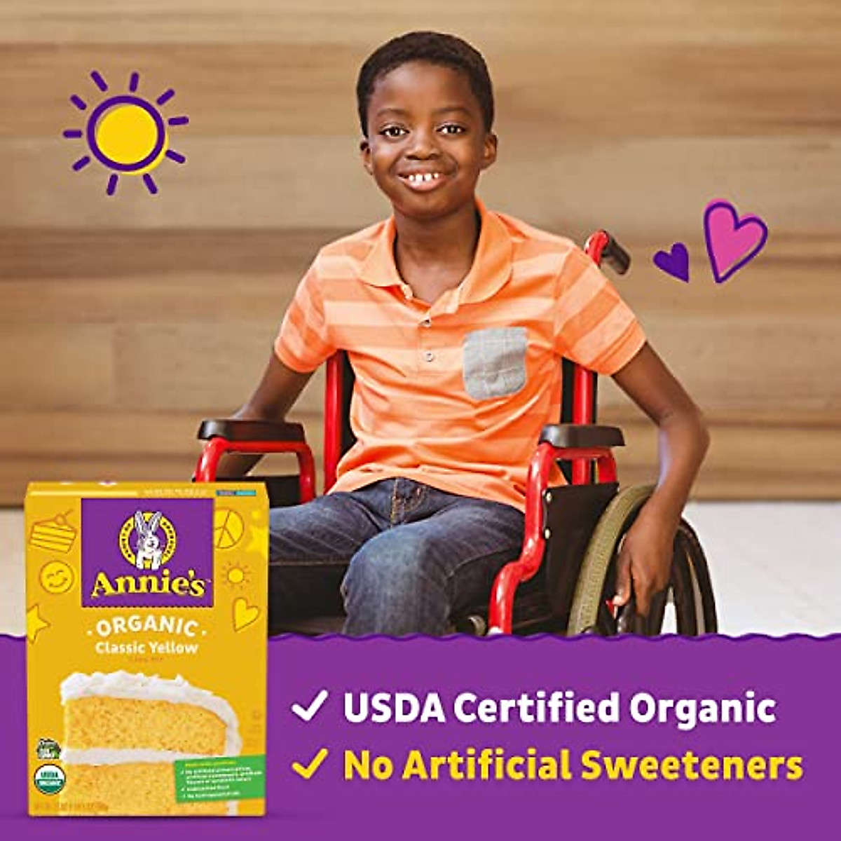 Annie's Homegrown Organic Cake Mix, Classic Yellow, 21 ounces