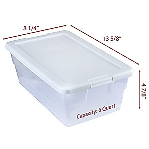 Peaknip - Sterilite 6 Quart Stackable Lightweight Plastic Storage Bins with Lids for Organization (4 Pack) - Container Organizer for Toys, Home, and Office (Bundle) Labels and Marker