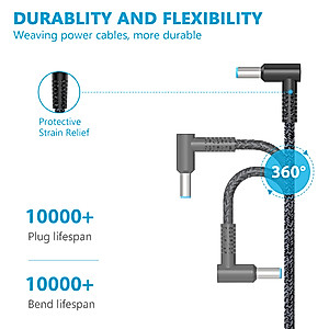New Slim 65W Laptop Charger for HP Envy x360, Spectre x360 13-4193nr 15-ap001nx 15t-ap000, ProBook X360 11 450 650 640 G1 G2 G3 G4 G5 G6 G7, EliteBook Pavilion Stream X360 Blue Tip Power Supply Cord