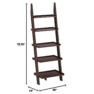 Convenience Concepts 5 shelves, American Heritage Bookshelf Ladder, Espresso, 72.75" x 25"