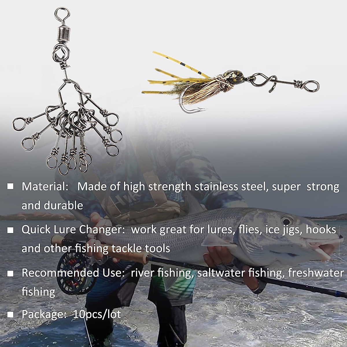 Maxcatch Fly Fishing Twist Clips for Quick Change Flies, Hooks, 10-Pack (Small (10pc/pack))