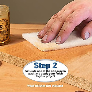 22 Piece Wood Finish Applicator Bundle • Includes 10 White Non-Woven Pads 2 Terry Cloth Buffing Towels and 10 Stirring Sticks for Applying Finishes • Wax • Wood Butter and More to Woodworking Projects