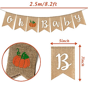 Adurself Oh baby Pumpkin Burlap Banner Welcome Baby Fall Jute Bunting Garland for Autumn Pumpkin Theme Garden Mommy to Be Celebration Supplies Boy Girl Baby Shower Decoration