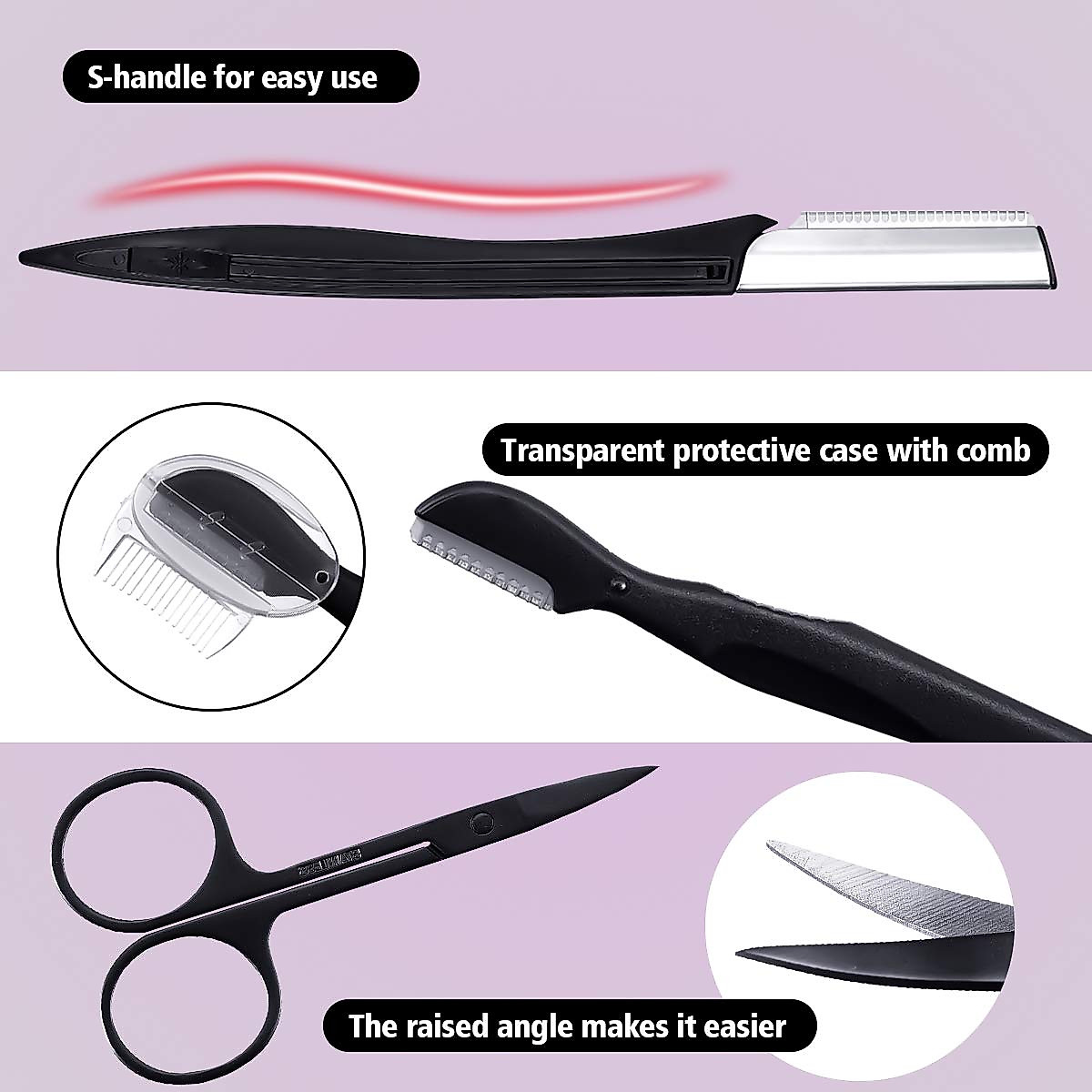 6 in 1 Eyebrow Kit,Multipurpose Exfoliating Dermaplaning Tool Face Razors for Women, Including Facial Trimmer Shaver,Eyebrow Brush