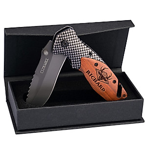 Gifts for Men, Personalized Pocket Knife w Name or Text, 20 Optional Icons, 14 Elegant Font, Custom Pocket Knife - Gifts for Husband from Wife, Daughter, Son, Customized Pocket Knives