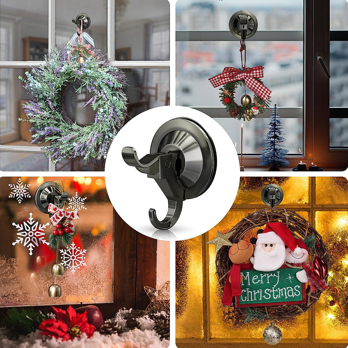 Suction Cup Hooks,5 Pack Reusable Suction Cup Hangers with Ultra-Thin Adhesive Disc on Smooth/Uneven Surfaces,Removable Large Suction Cups For Bathroom,Glass,Door,Windows,Kitchen (Vintage Copper)