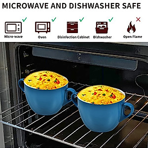 Multicolor 4 Pack Soup Bowl with Double Handles, Ceramic Cereal Bowl Set for Modern Kitchen, Large Mugs, Color Glazed Serving Crocks, Versatile for Daily Use