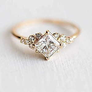 Sdouefos Vintage Ring Gold Plated Engagement Ring Diamond Wedding Ring 14k Gold Milgrain Band for Women (9)