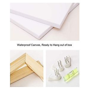 Biuteawal - 3 Pieces Seascape Painting Girl Do Yoga on the Beach Picture Print on Canvas Peaceful Wall Art for Yoga Room Home Bedroom Bathroom Wall Decoration Stretched and Framed