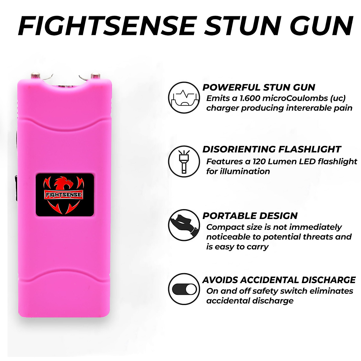 FIGHTSENSE Mini Stun Gun Keychain & Pepper Spray Combo Pack for Self Defense Kit (Pink)