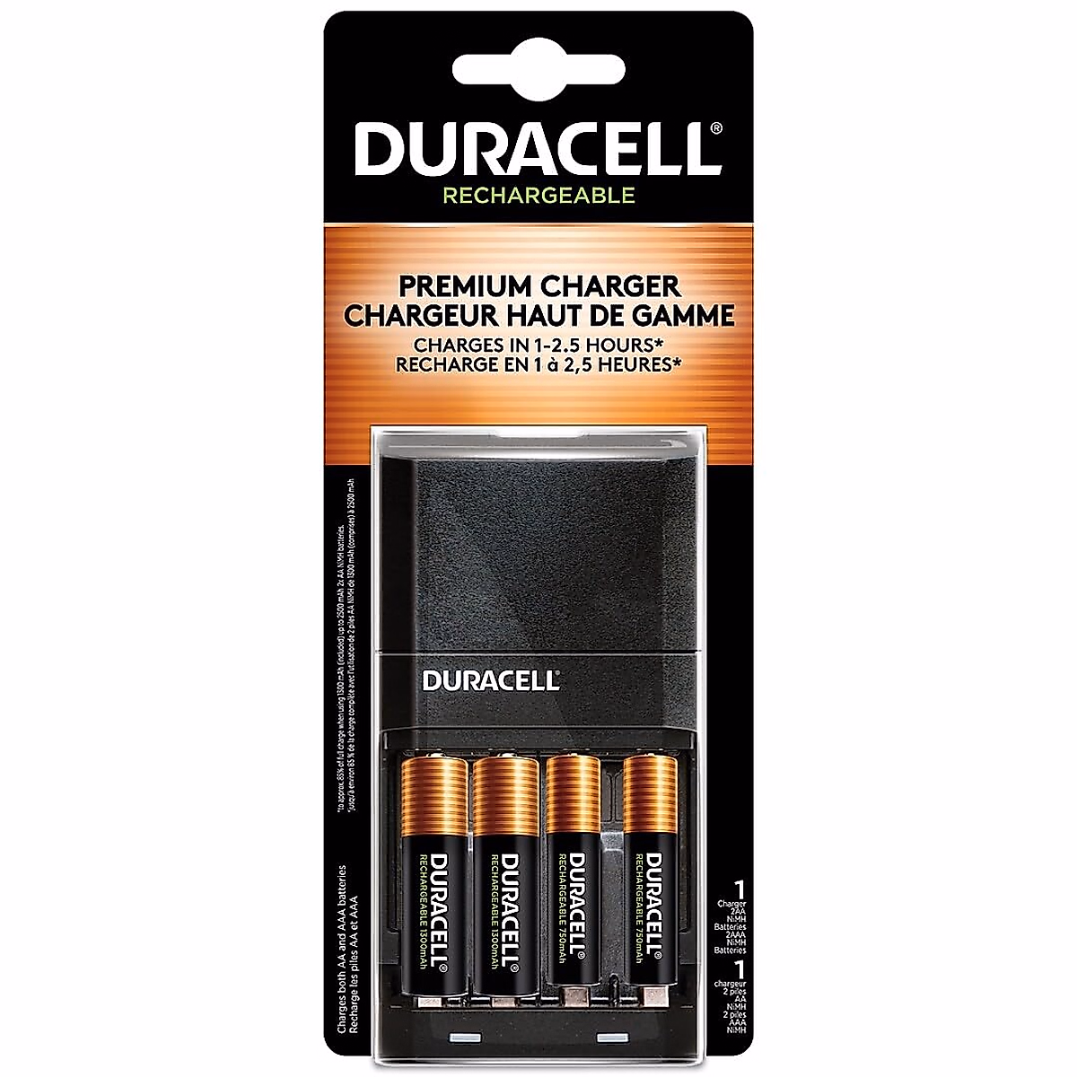 Duracell CEF27 ION SPEED 4000 Hi-Performance Charger, Includes 2 AA and 2 AAA NiMH Batteries