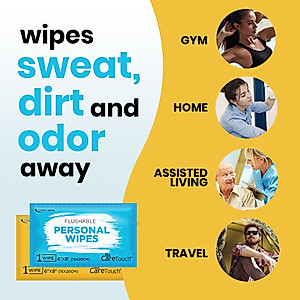 Care Touch Flushable Wipes Kids & Adults - Wet Wipes for Men & Women - Individually Wrapped, Disposable Wet Wipes for Body, Toilet, Bathroom& More - 2 Packs of 40 (80 Individual Wipes, Travel Wipes)